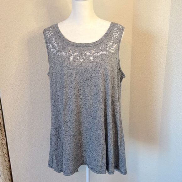 Lane Bryant | Tops | Womens Lane Bryant Heathergray And Navy Accents ...